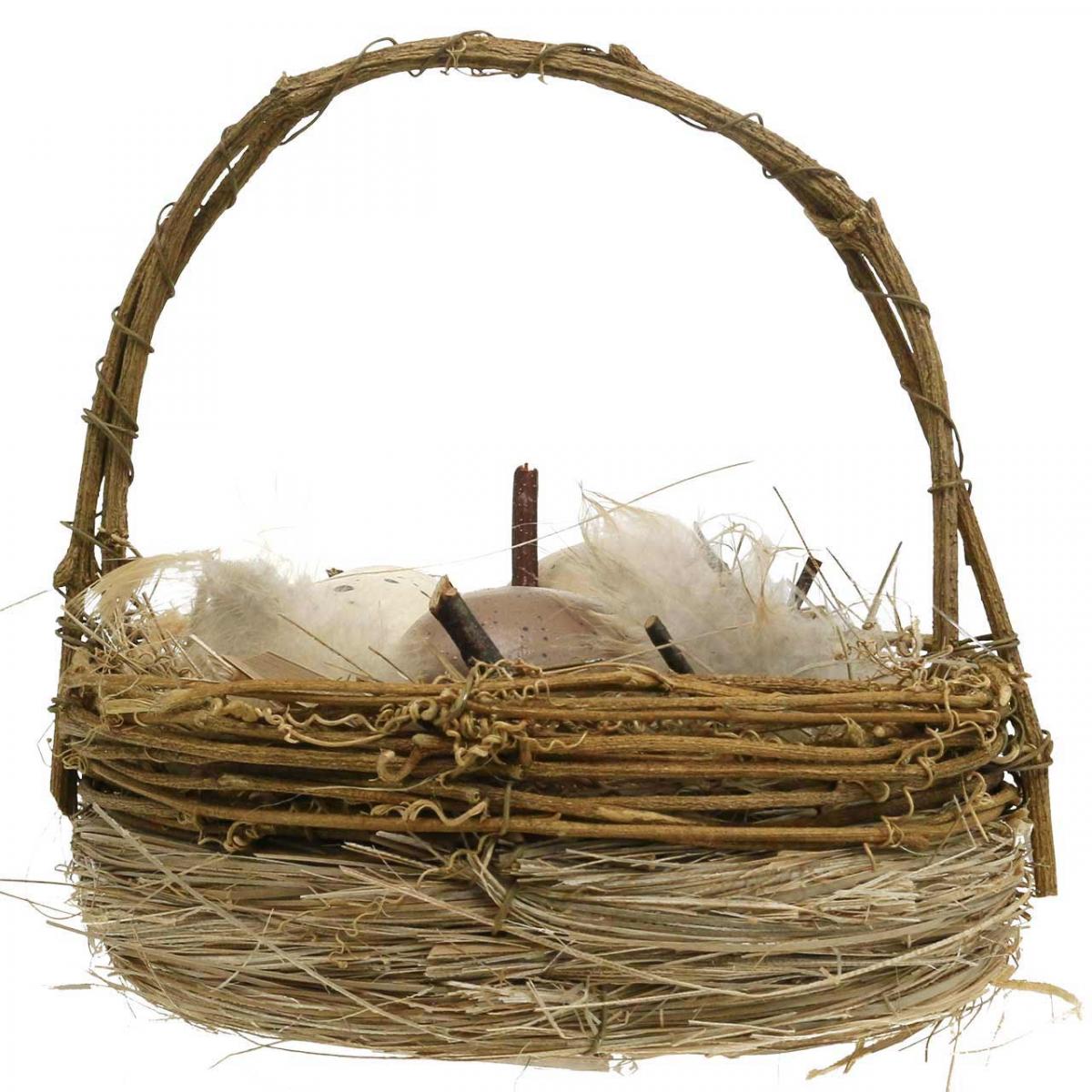 Floristik24.pl Koszyk wielkanocny z jajkami Sztuczna dekoracja stołu pisanki Ø16cm-03205